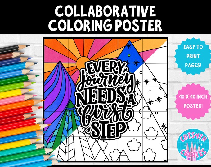 Growth Mindset Bulletin Board Collaborative Coloring Poster for the ...