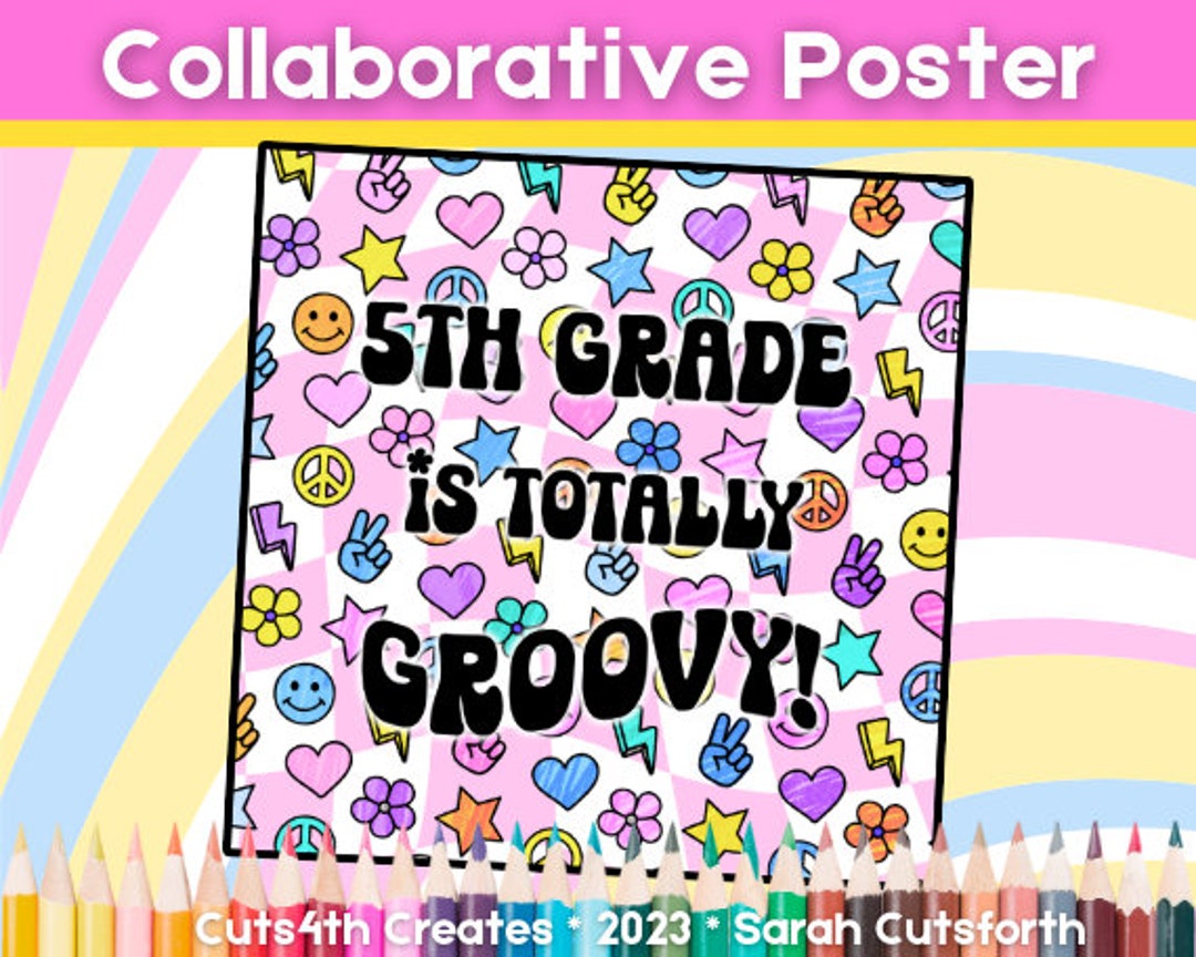 5th Grade is Groovy! | Collaborative Coloring Poster | Retro Bright ...