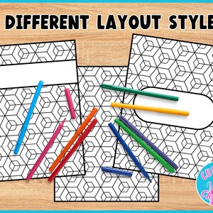 EDITABLE Binder Covers Retro Groovy Cute Doodle Pattern Coloring Pages ...
