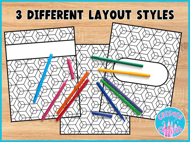 EDITABLE Binder Covers Retro Groovy Cute Doodle Pattern Coloring Pages ...