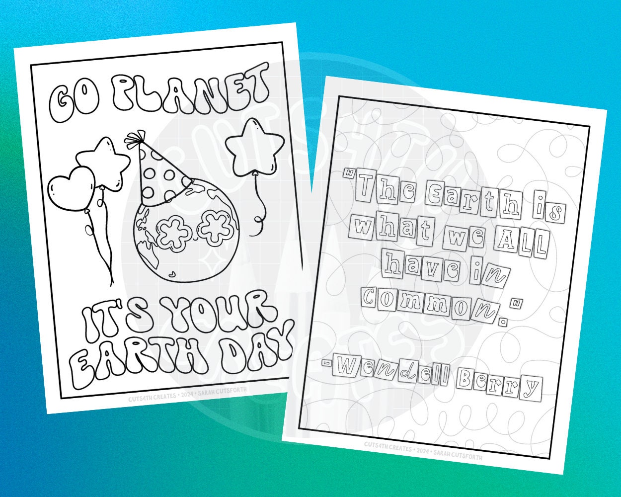 Earth Day Coloring Pages 20 Sheets Retro Groovy Cartoon Conservation ...