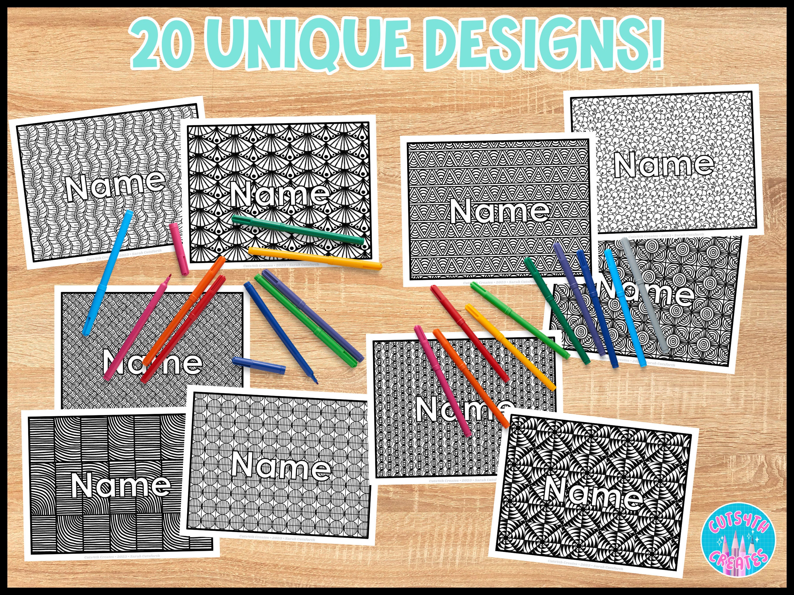 Personalized Zentangle Mindful Coloring Pages EDITABLE Printable ...