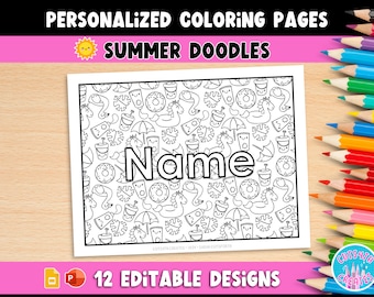 EDITABLE Christmas Doodles Personalized Coloring Pages Add Student ...
