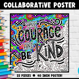 Collaborative Coloring Poster Bulletin Board 25 Pieces | Have Courage ...