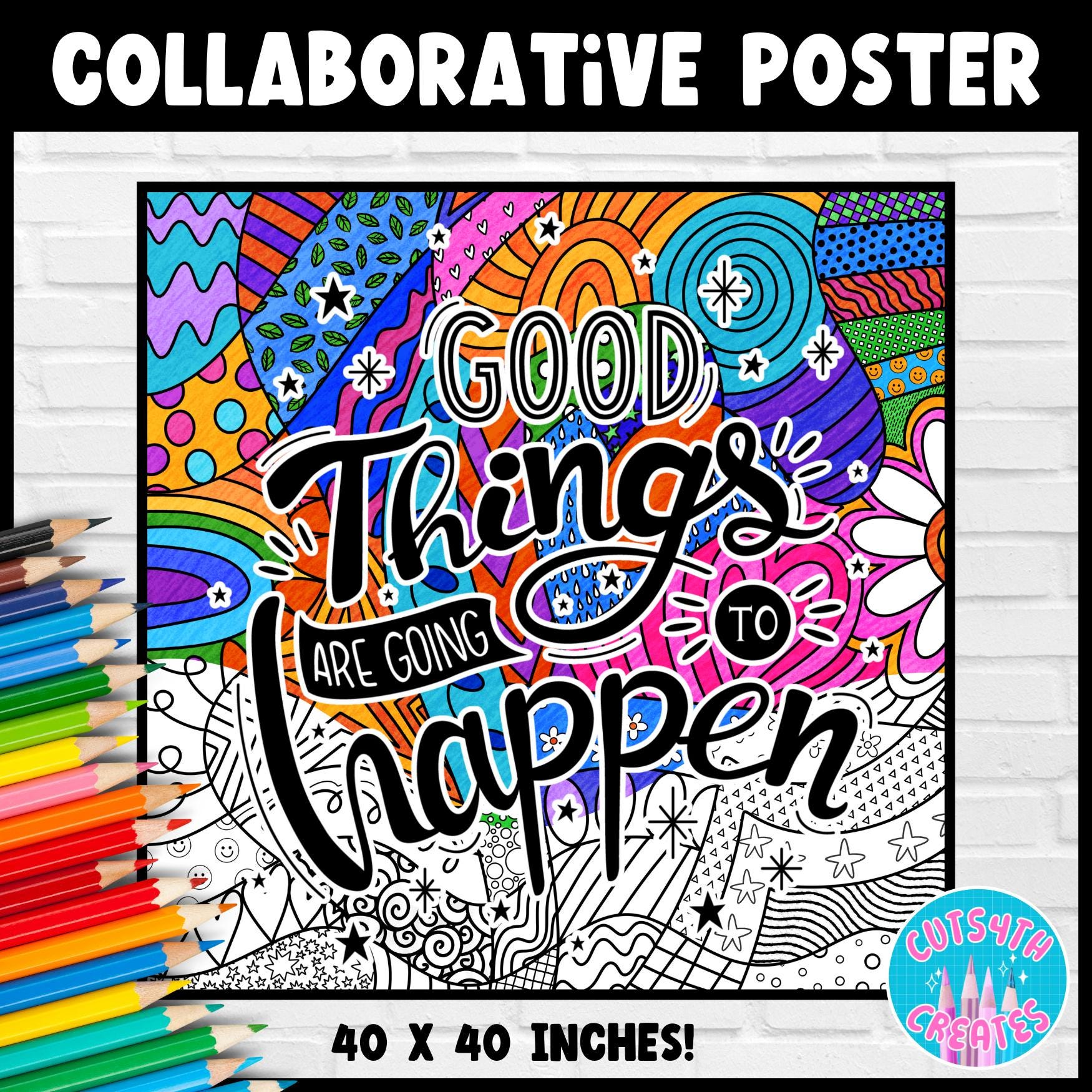 Collaborative Coloring Poster Bulletin Board 25 Pieces | Good Things ...