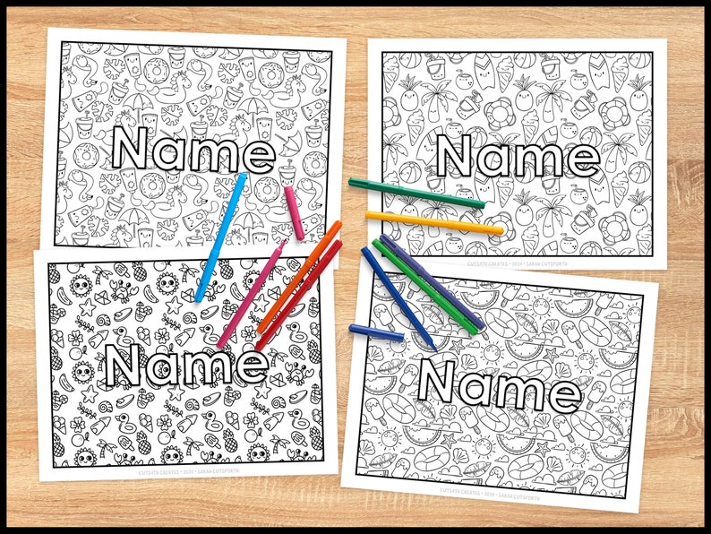 EDITABLE! Summer Doodles Personalized Coloring Pages | Add Student ...