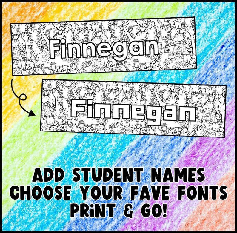 EDITABLE! Back to School Doodles Personalized Coloring Bookmarks | Add ...