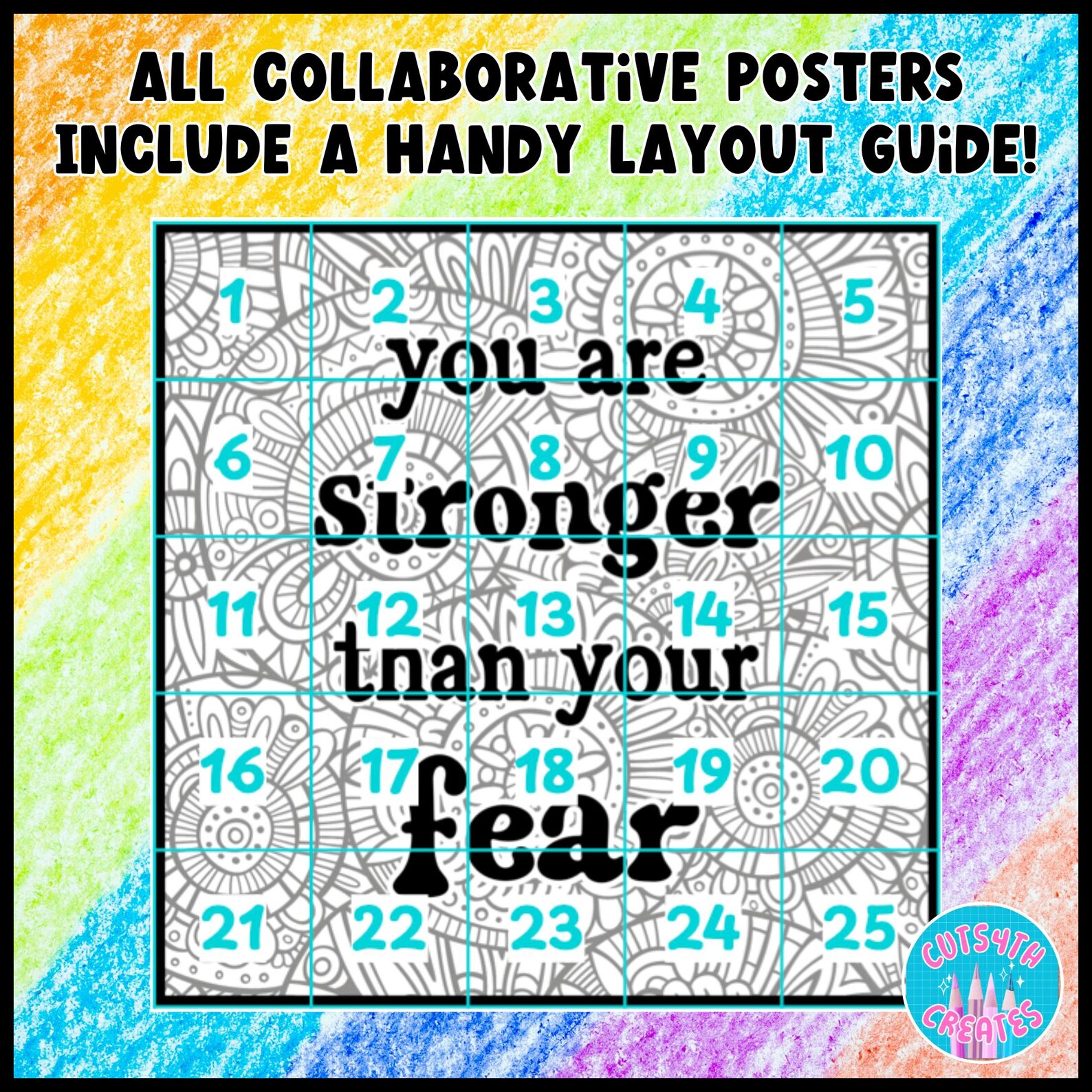 Collaborative Coloring Poster Bulletin Board 25 Pieces | You Are ...