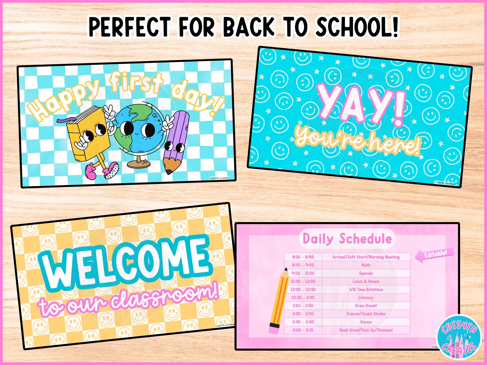 Editable Daily Slides With Timers + Moveable Clip Art Bright & Groovy ...