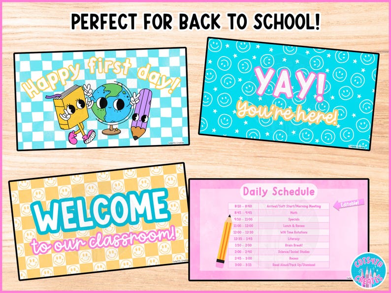 Editable Daily Slides With Timers + Moveable Clip Art Bright & Groovy ...