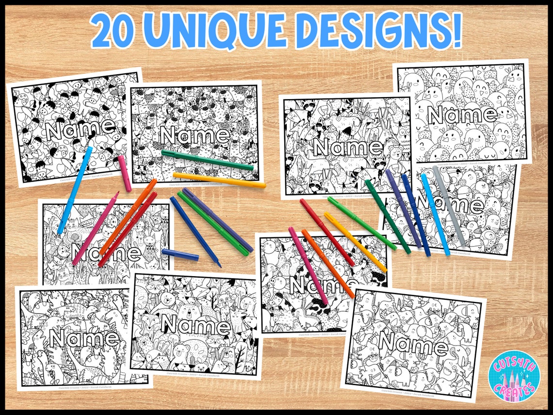 Personalized Animal Doodles Coloring Pages EDITABLE Printable Coloring ...