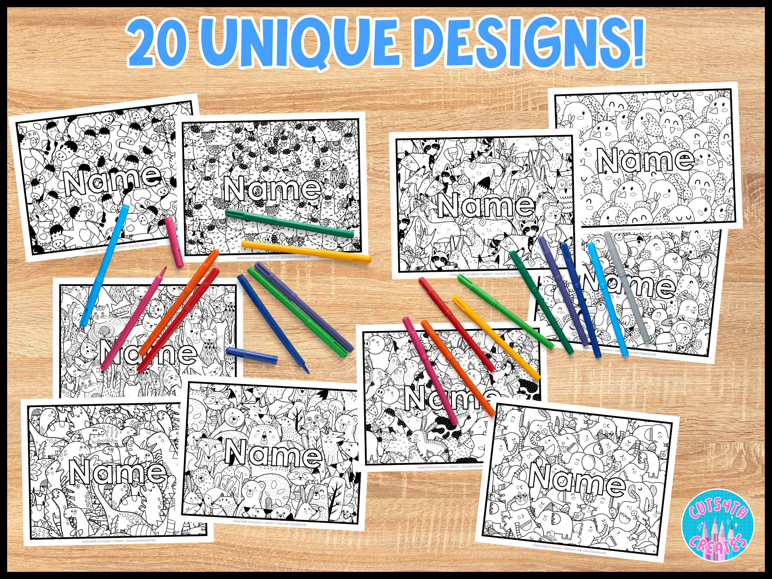 Personalized Animal Doodles Coloring Pages EDITABLE Printable Coloring ...