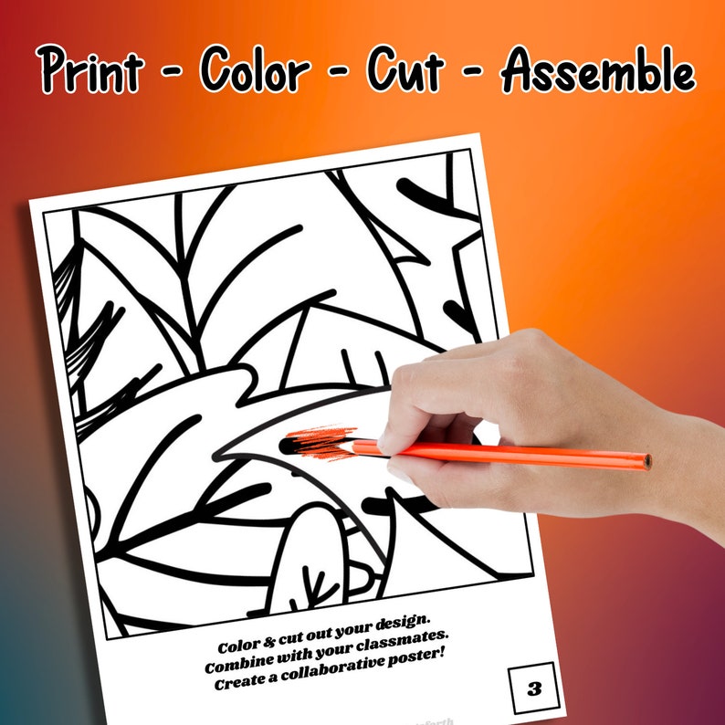 Collaborative Coloring Poster | Fall Autumn | Teamwork Activity ...