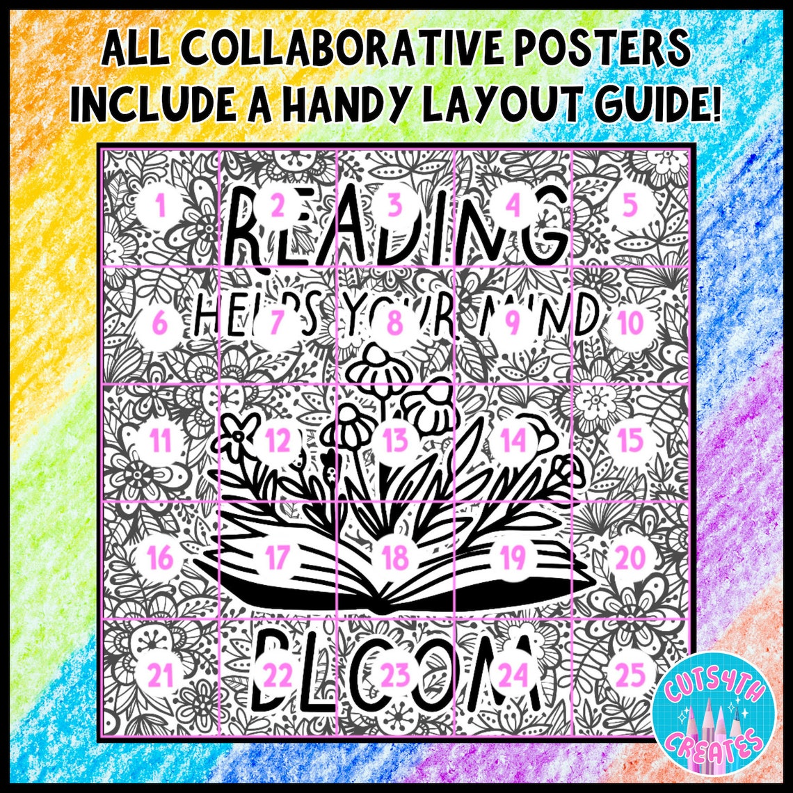 Collaborative Coloring Poster Teamwork Activity "reading Helps Your ...