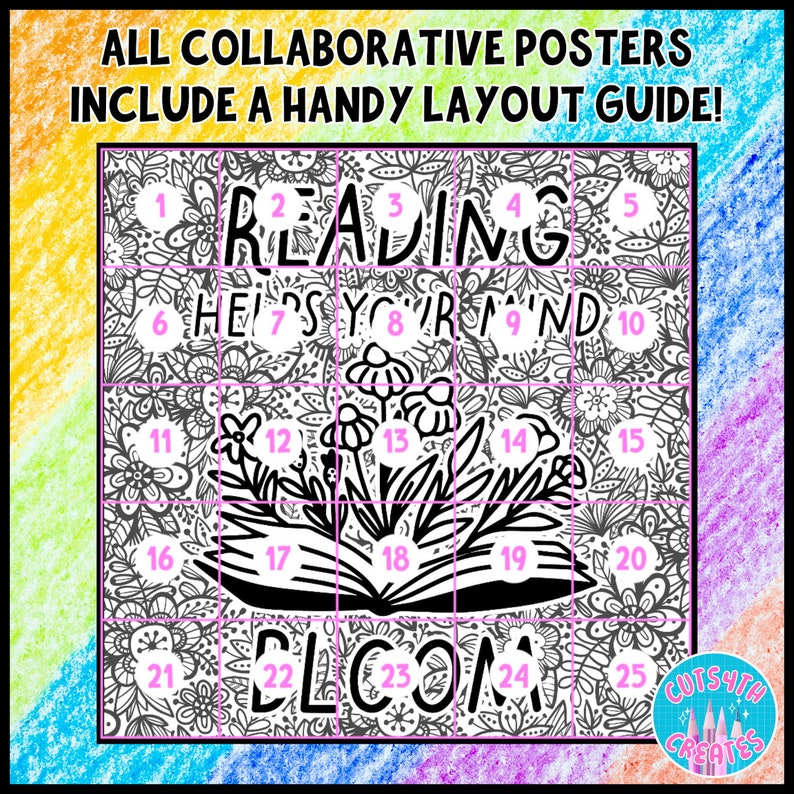 Collaborative Coloring Poster Teamwork Activity "reading Helps Your ...