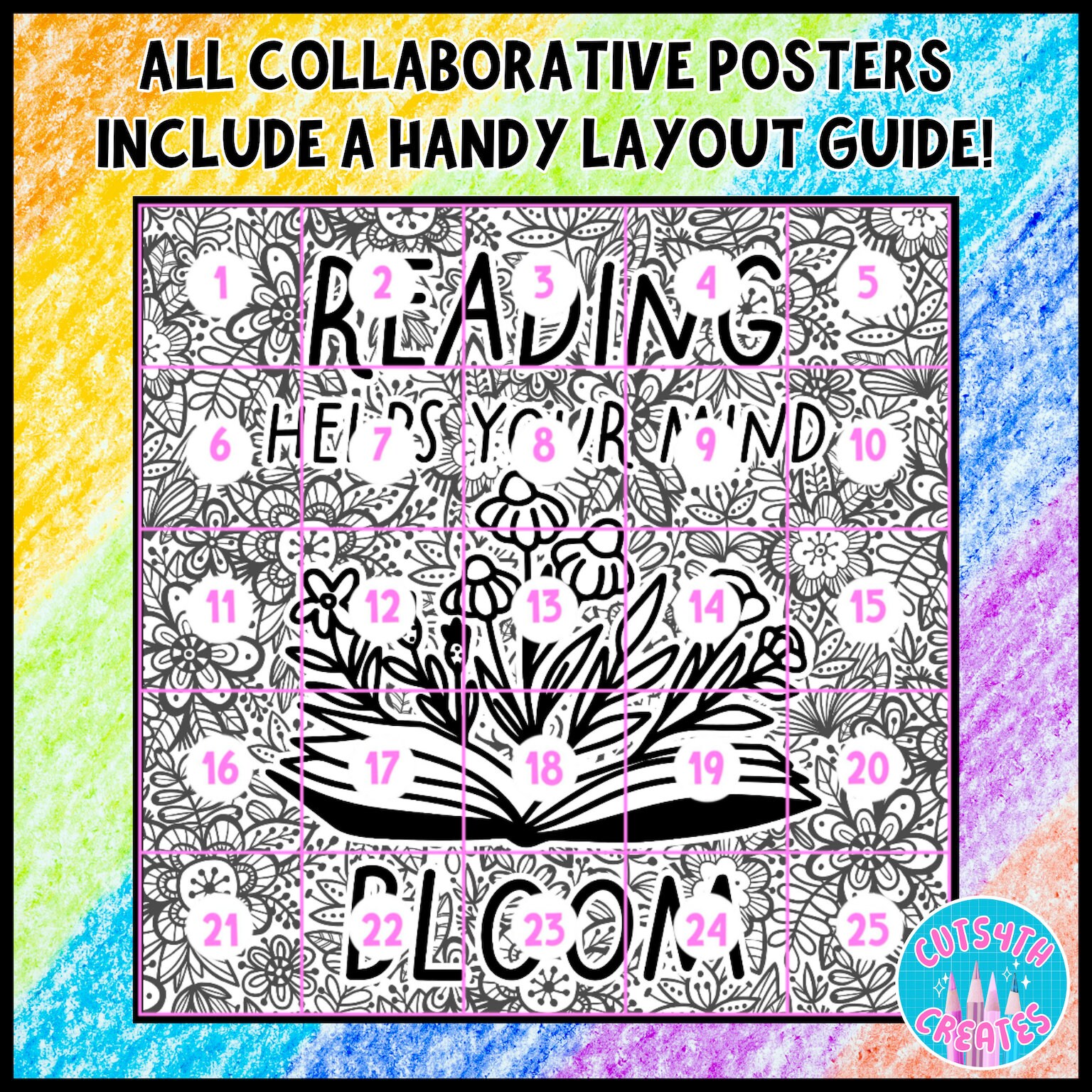Collaborative Coloring Poster Teamwork Activity "reading Helps Your ...