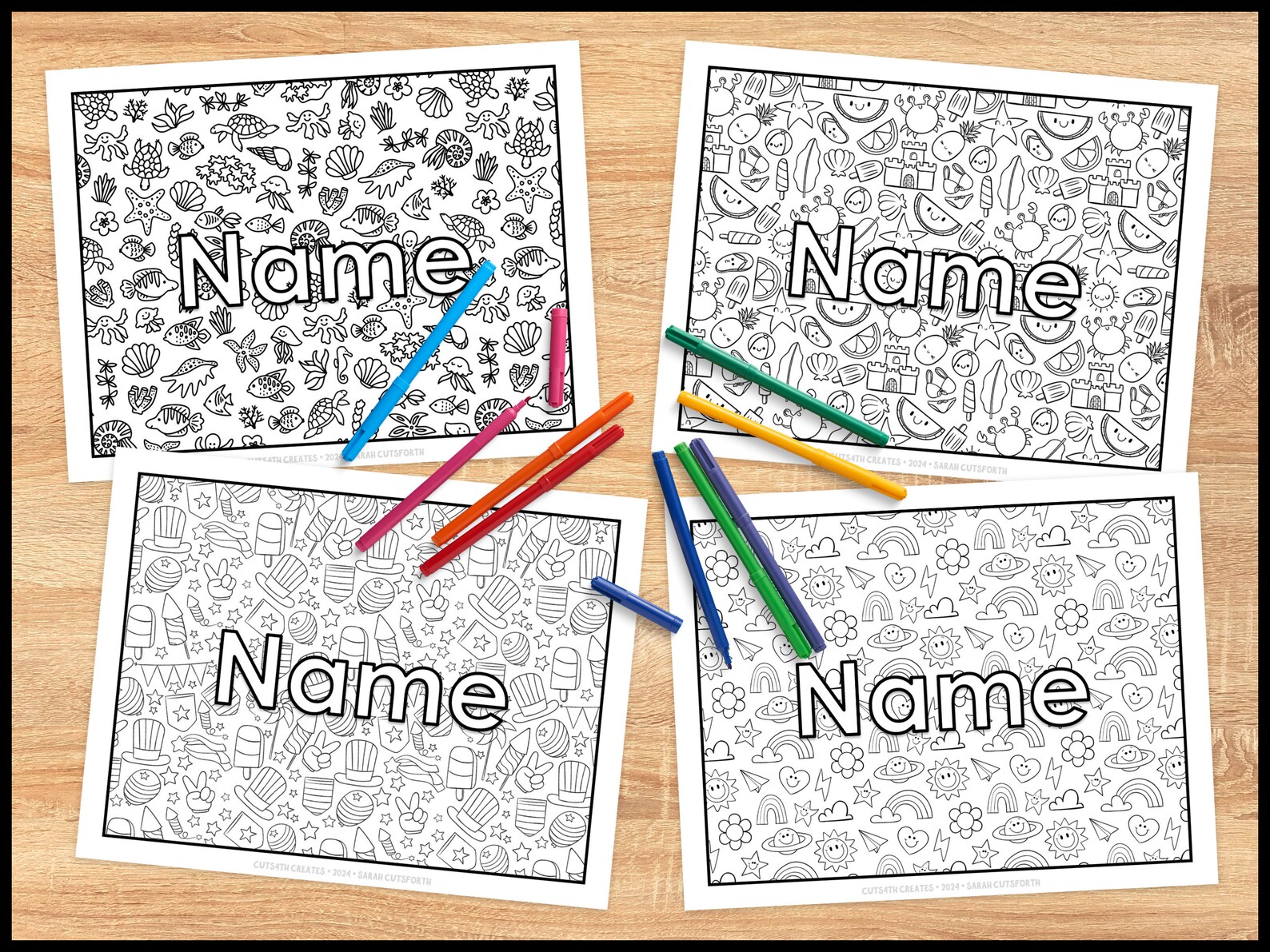 EDITABLE! Summer Doodles Personalized Coloring Pages | Add Student ...