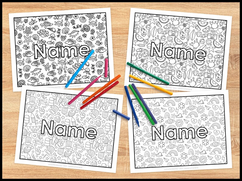 EDITABLE! Summer Doodles Personalized Coloring Pages | Add Student ...