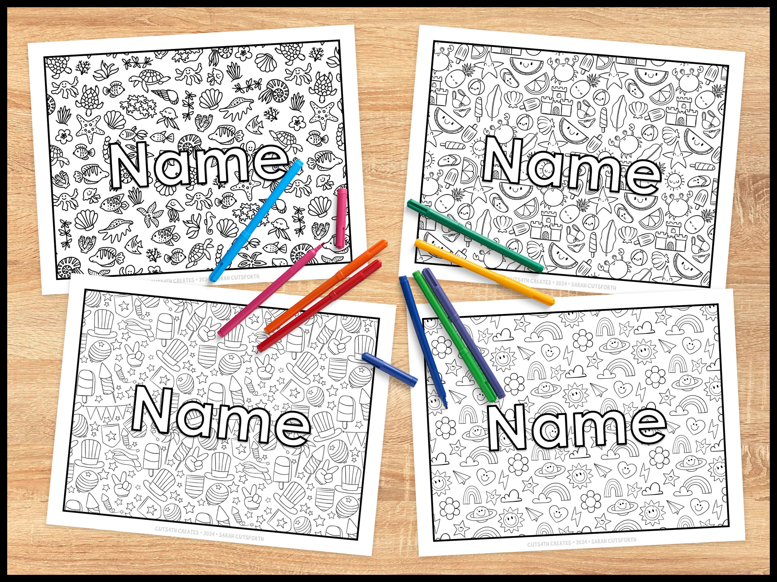 EDITABLE! Summer Doodles Personalized Coloring Pages | Add Student ...