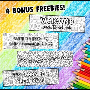 EDITABLE! Back to School Doodles Personalized Coloring Bookmarks | Add ...