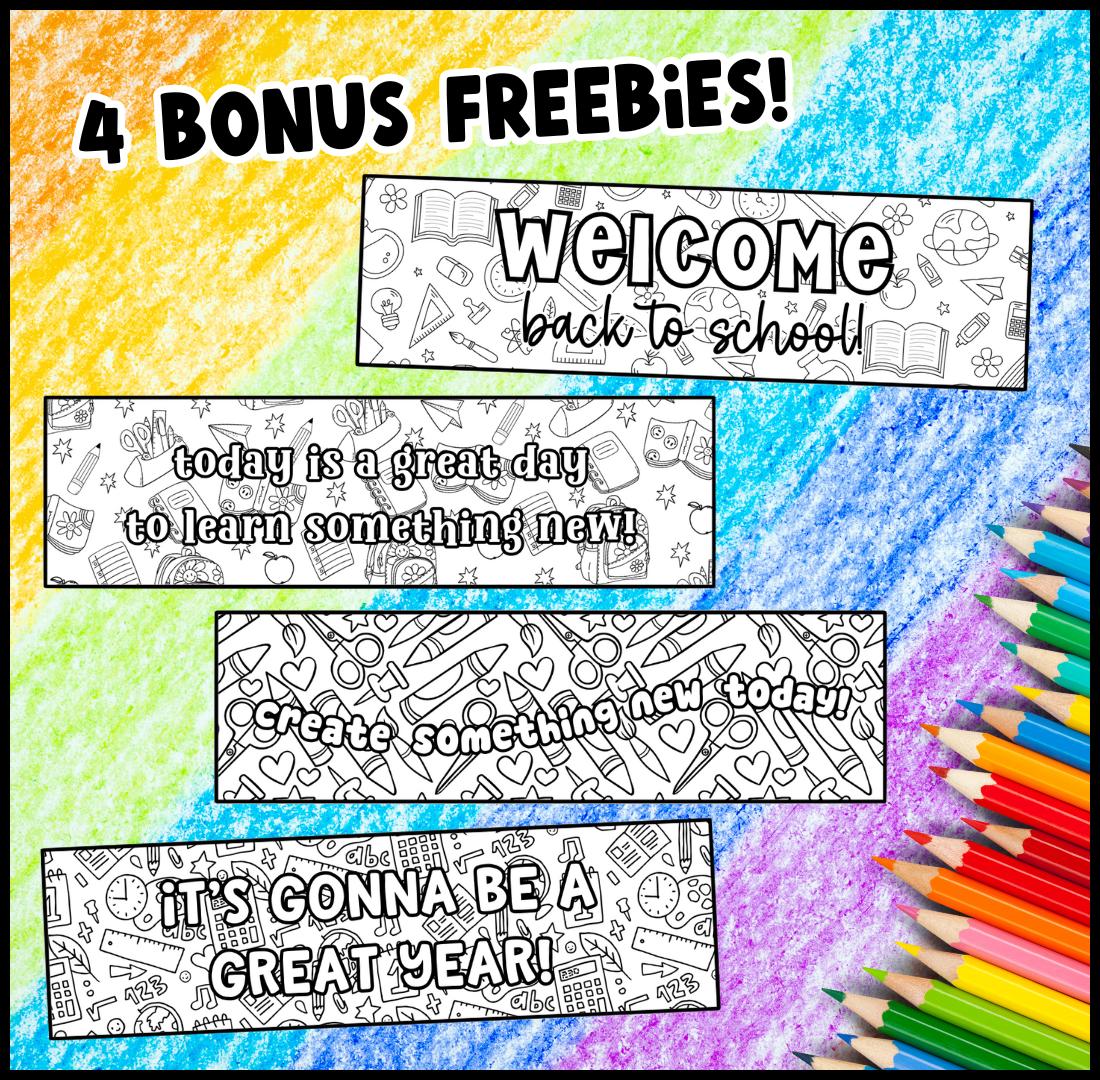 EDITABLE! Back to School Doodles Personalized Coloring Bookmarks | Add ...