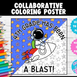End of Year No Prep Collaborative Coloring Poster Activity | 4th Grade ...