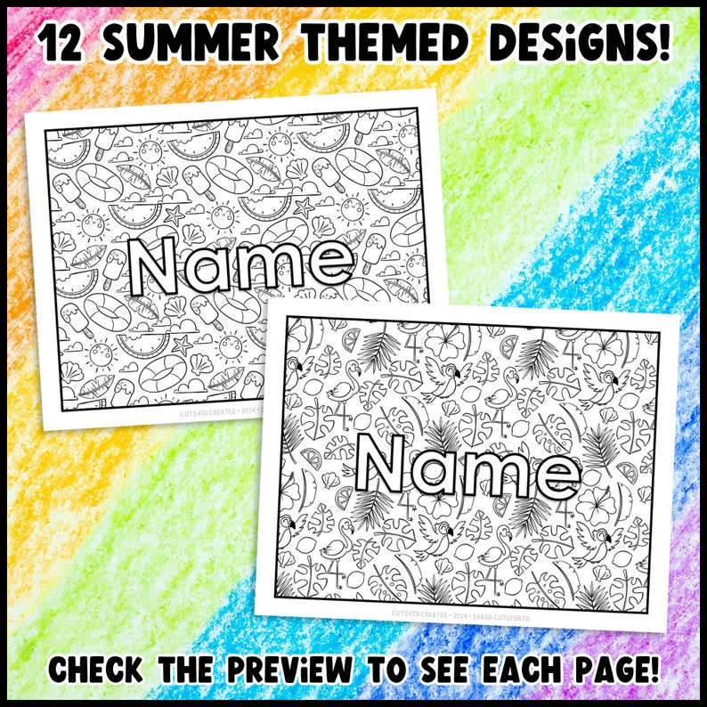 EDITABLE! Summer Doodles Personalized Coloring Pages | Add Student ...