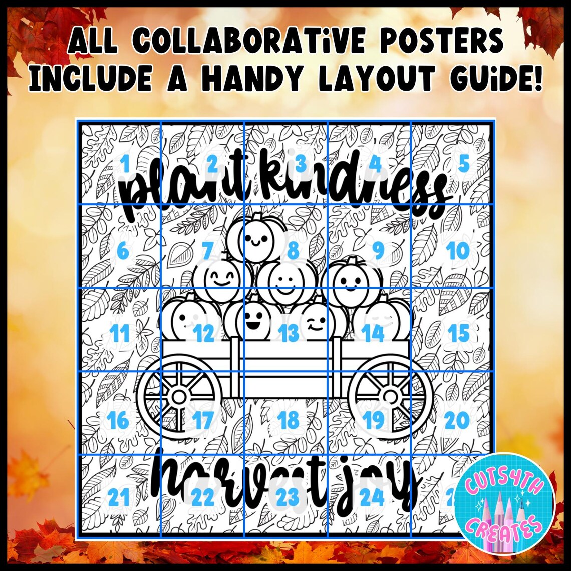 Collaborative Coloring Poster Plant Kindness Harvest Joy Printable ...