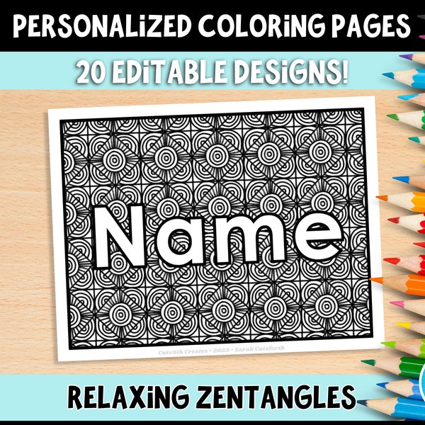 Coloring Name Tags - Etsy