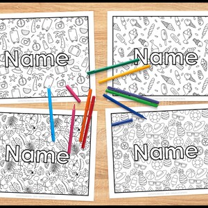 EDITABLE! Summer Doodles Personalized Coloring Pages | Add Student ...