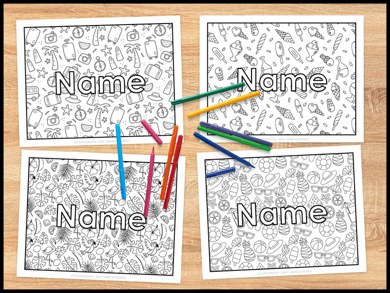 EDITABLE! Summer Doodles Personalized Coloring Pages | Add Student ...