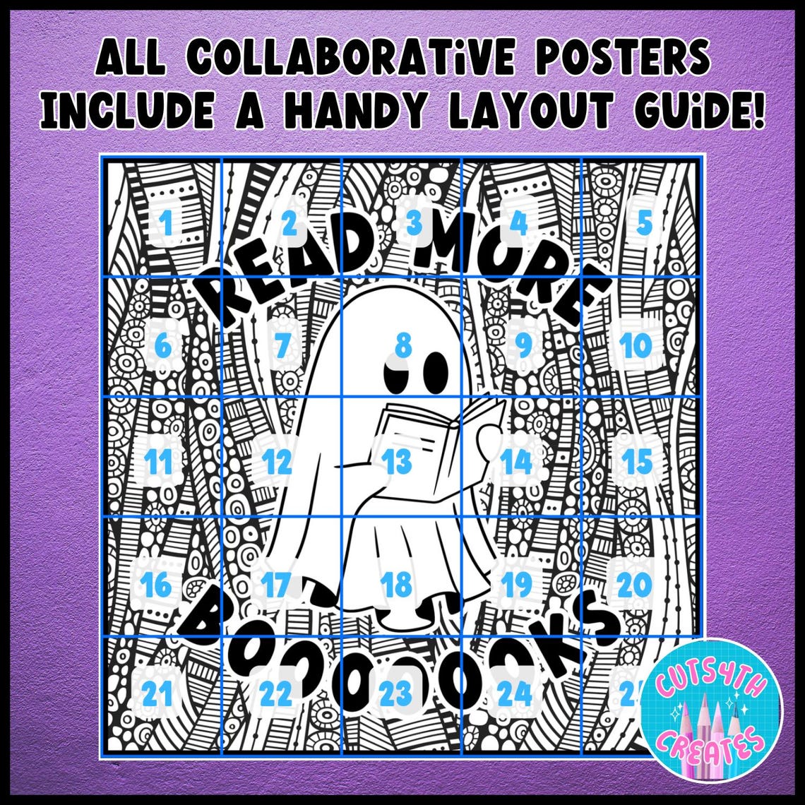 Halloween Library Collaborative Coloring Poster Read More Boooooks ...