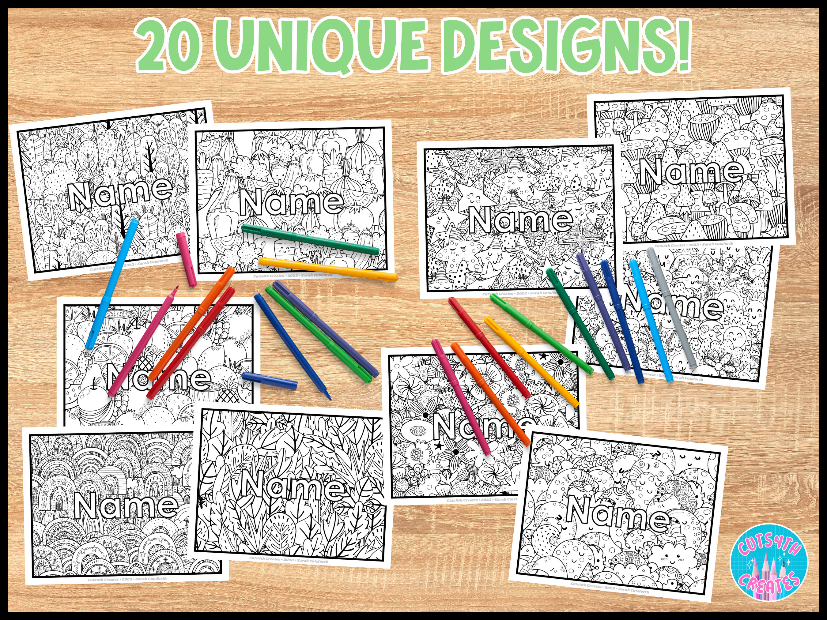 Editable Personalized Coloring Pages | 25 Pages of Nature Doodles ...