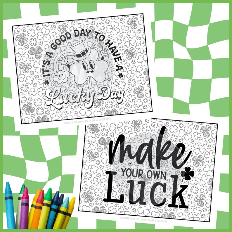Printable Coloring Pages St. Patrick's Day 4 Pages March Cartoon Retro ...