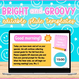 Editable Daily Slides With Timers + Moveable Clip Art Bright & Groovy ...