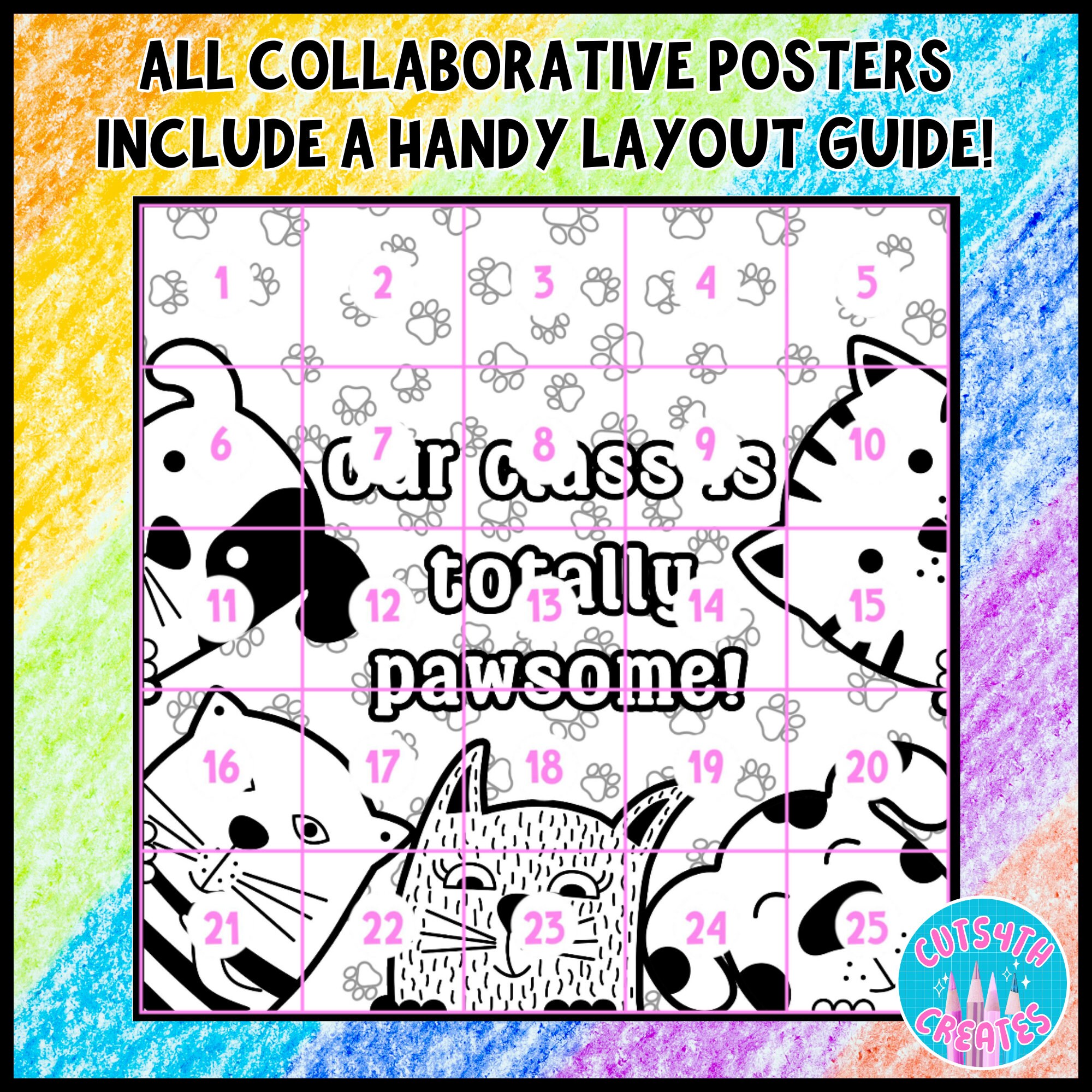 Collaborative Coloring Poster Elementary Classroom Teamwork Activity ...