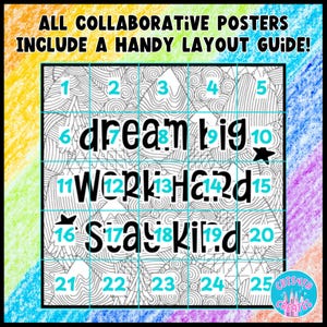 Collaborative Coloring Poster Bulletin Board 25 Pieces | Dream Big Work ...