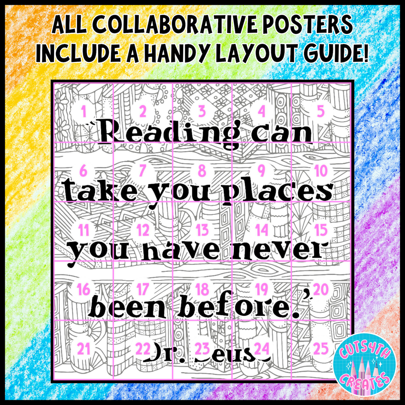 Collaborative Coloring Poster Teamwork Activity "reading Can Take You ...