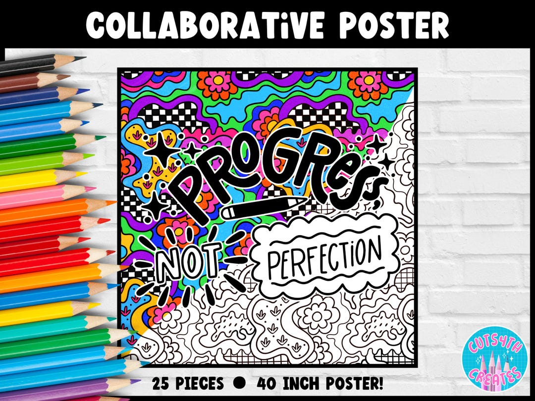 Collaborative Coloring Poster Bulletin Board 25 Pieces Progress Not ...