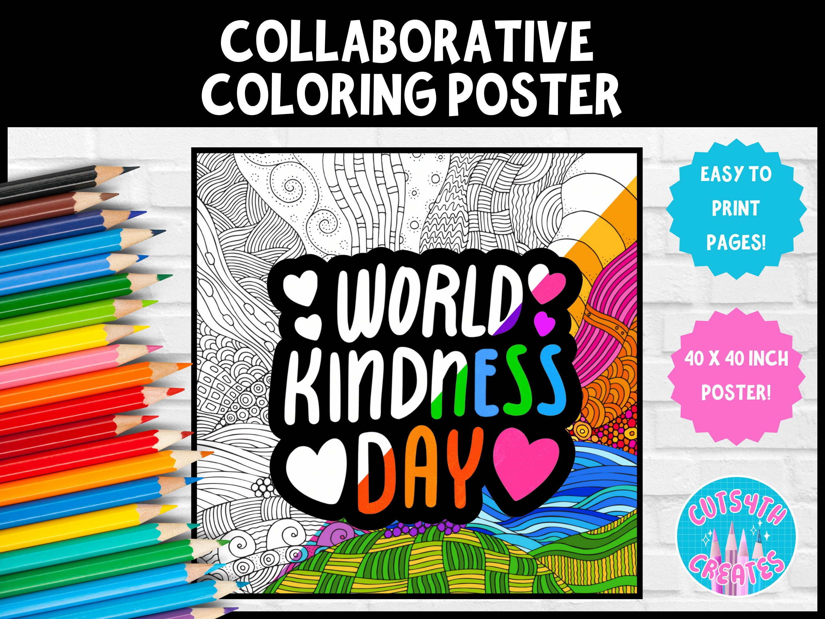 Collaborative Coloring Poster | World Kindness Day | Teamwork Activity ...