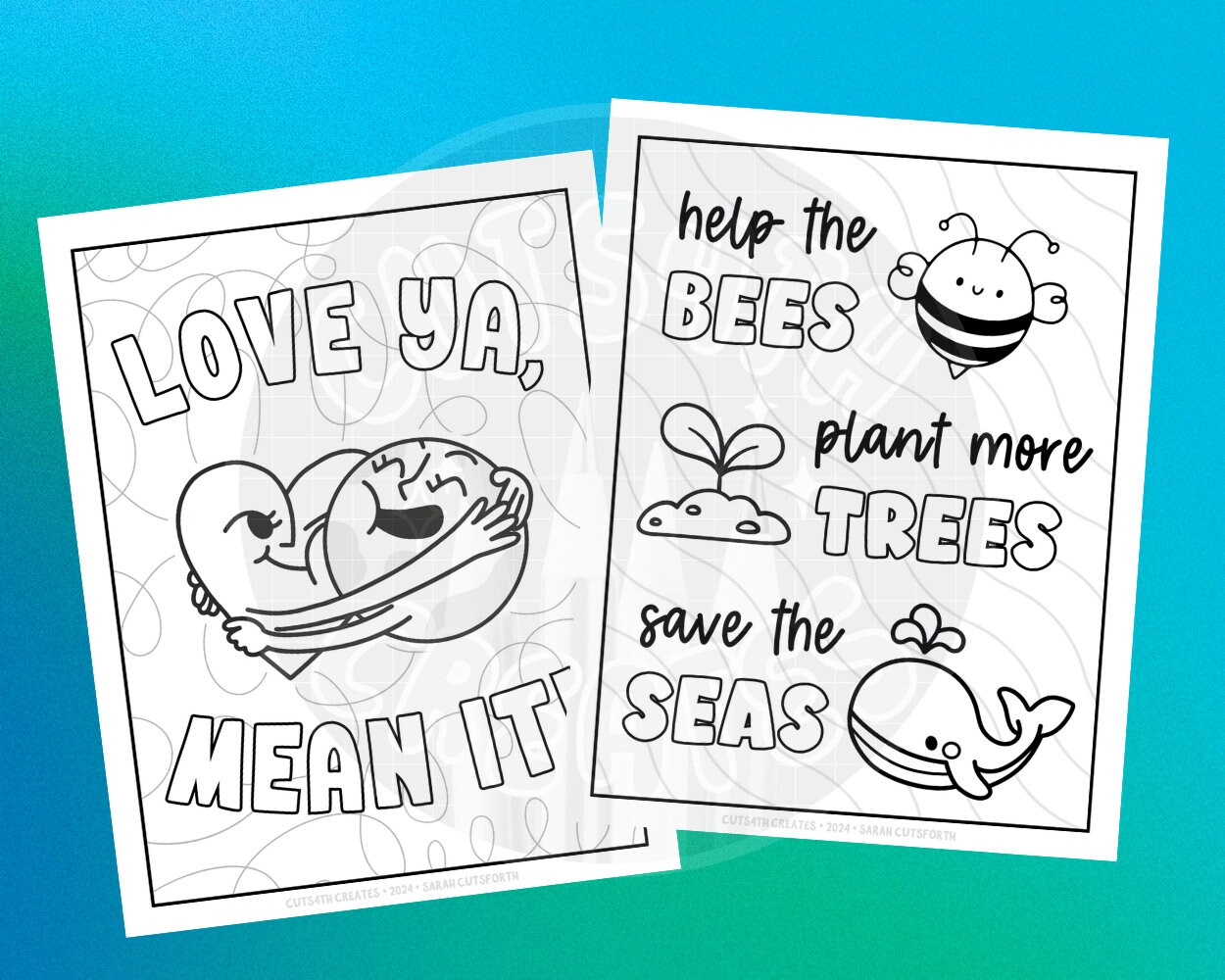 Earth Day Coloring Pages 20 Sheets Retro Groovy Cartoon Conservation ...