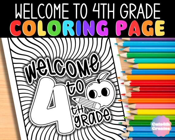 Welcome to 4th Grade Coloring Page Back to School Open - Etsy