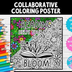 Collaborative Coloring Poster Teamwork Activity "reading Helps Your ...