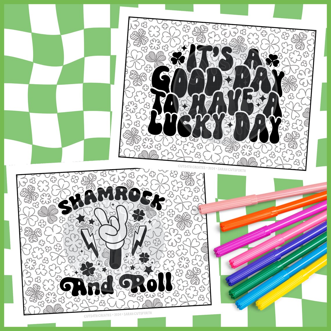 Printable Coloring Pages St. Patrick's Day 4 Pages March Cartoon Retro ...