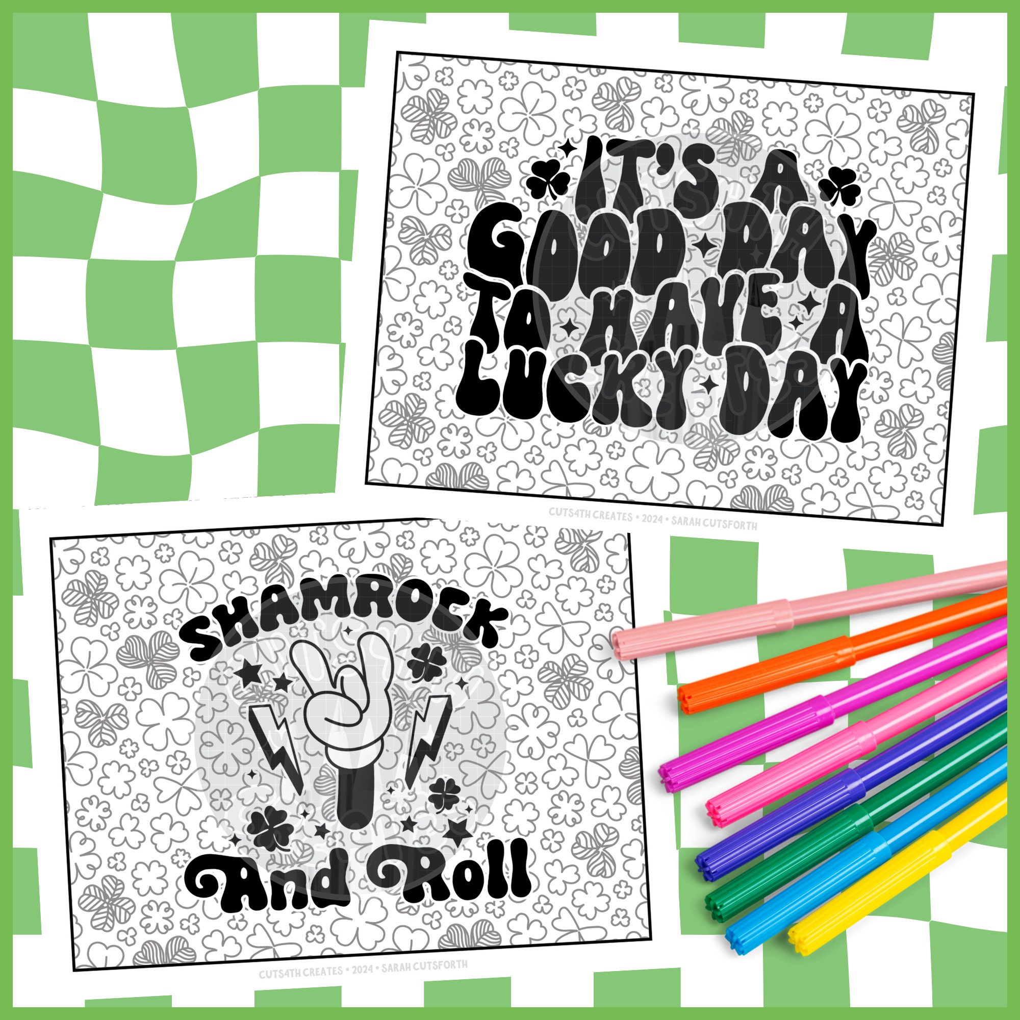 Printable Coloring Pages St. Patrick's Day 4 Pages March Cartoon Retro ...