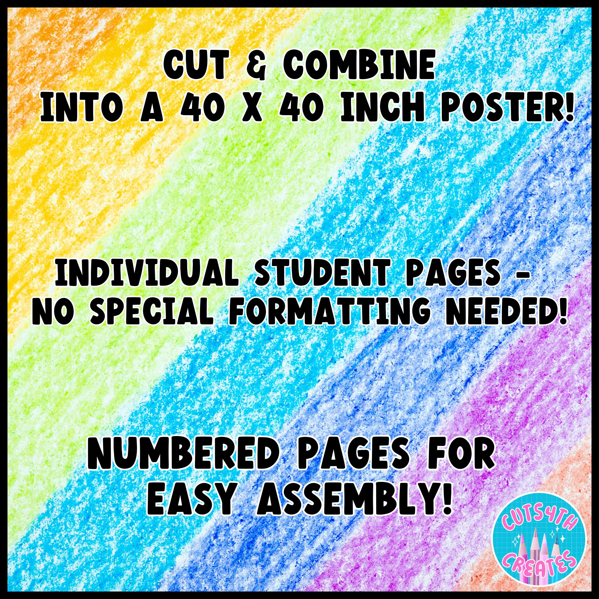 Collaborative Coloring Poster Progress Not Perfection 25 or 36 Square ...