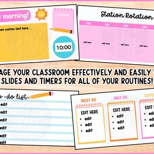 Editable Daily Slides With Timers + Moveable Clip Art Bright & Groovy ...