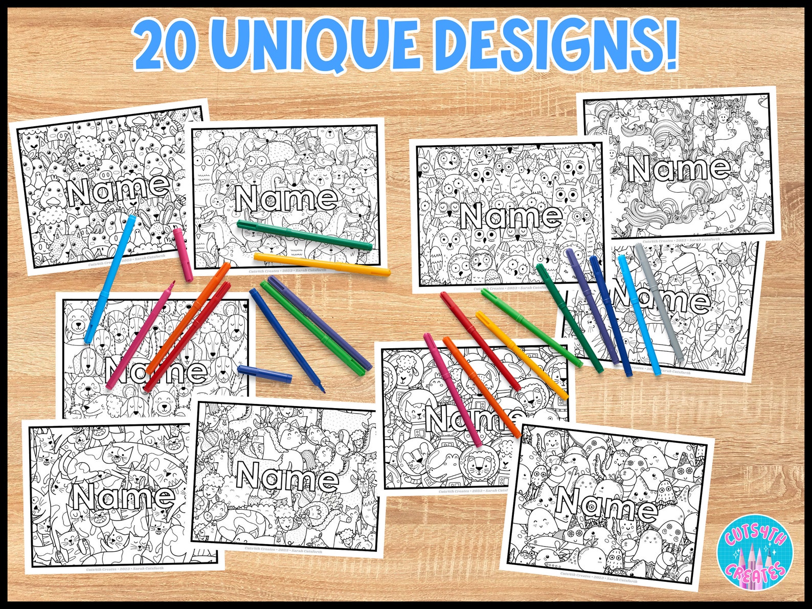 Personalized Animal Doodles Coloring Pages EDITABLE! Printable Coloring ...