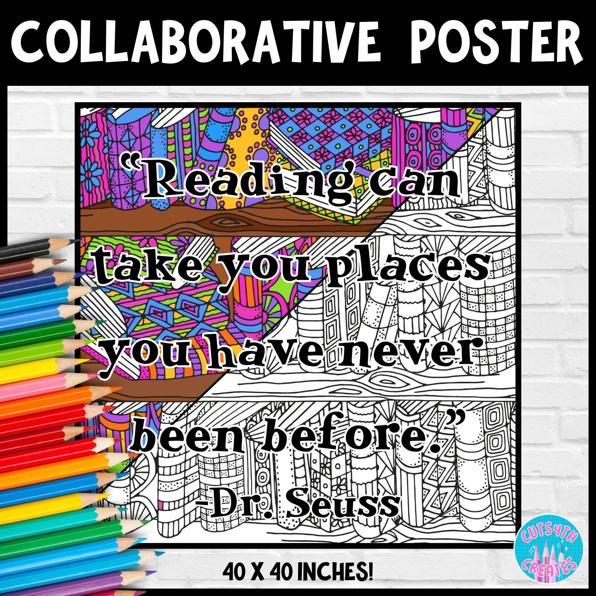 Collaborative Coloring Poster Teamwork Activity "reading Can Take You ...