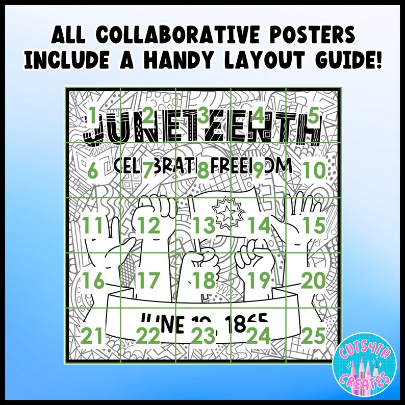 Juneteenth Collaborative Coloring Activity Poster Bulletin Board ...